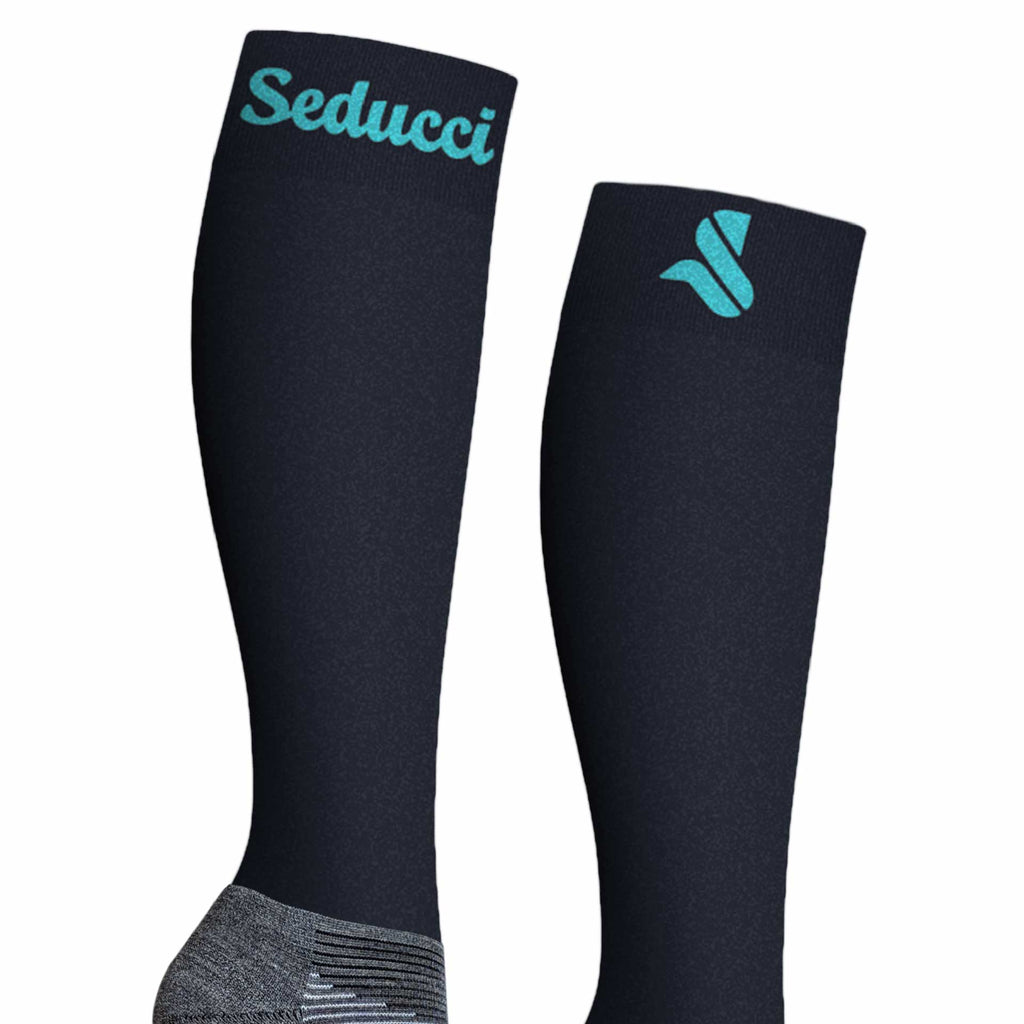 Equestrian Socks Pro Wool Navy Turquoise Seducci